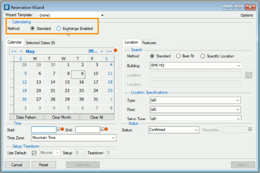 Exchange Enabled Reservations in EMS Desktop Client